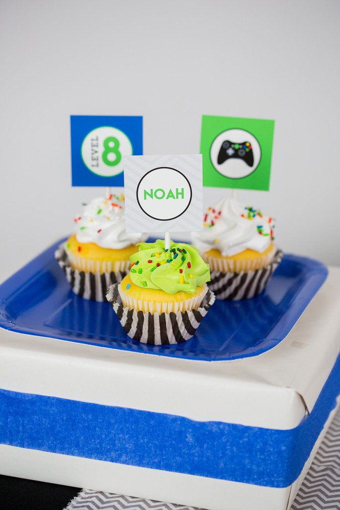 Video Game Cupcake Toppers with Black Controller - Printable Studio