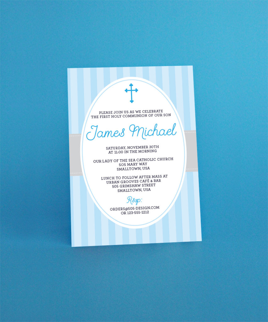 Light Blue First Communion Invitation - Printable Studio