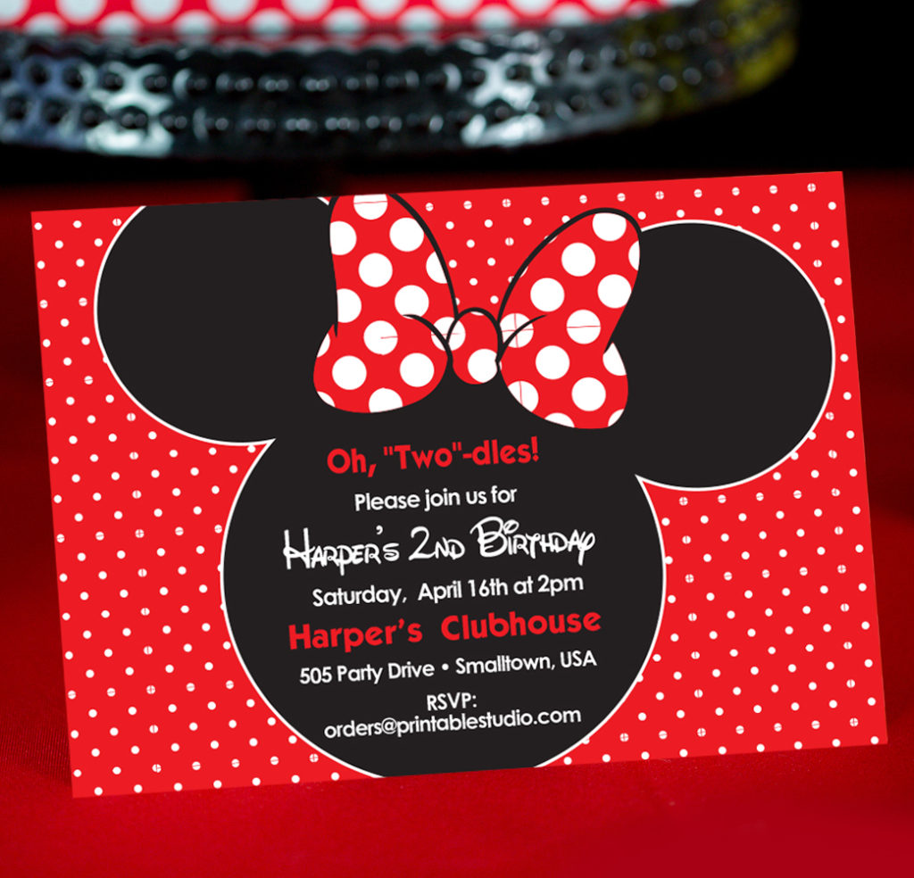 Red Minnie Mouse Invitation - Printable Studio