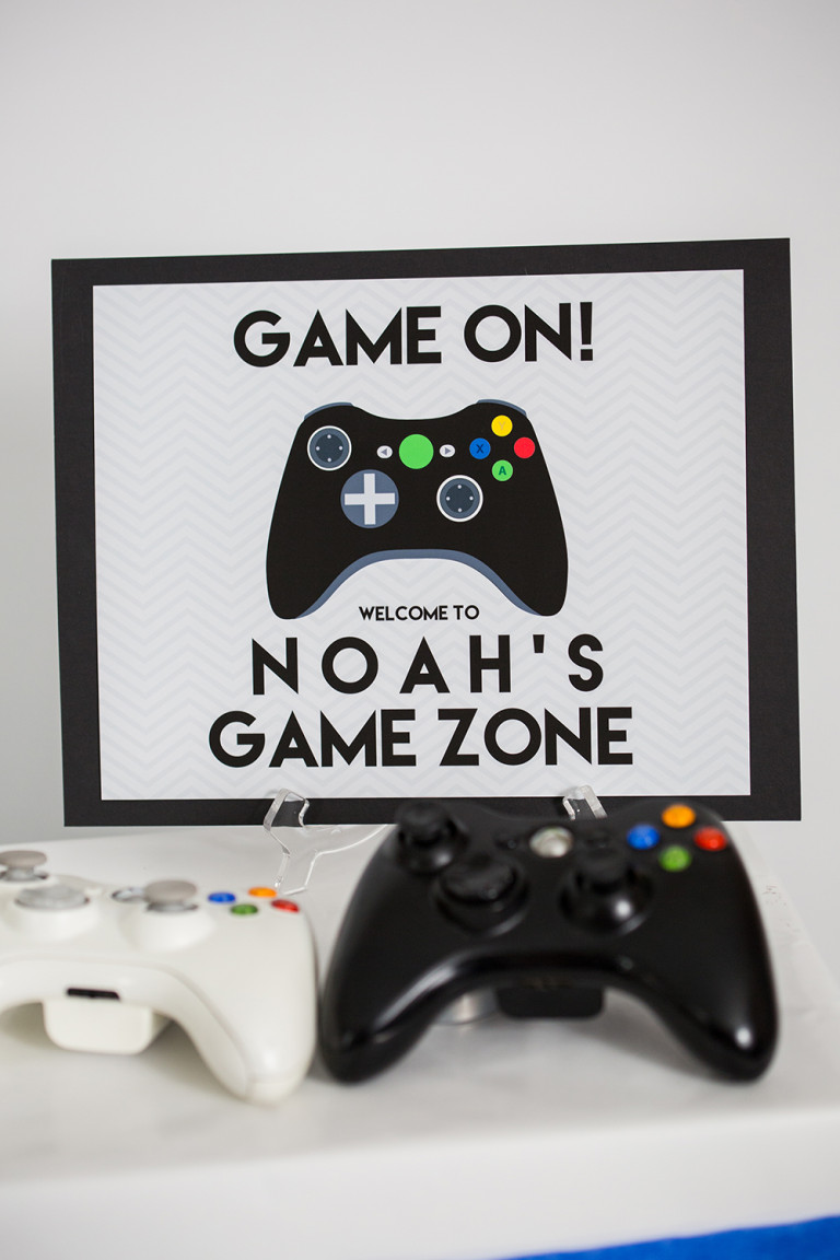 Video Game Birthday Printable and Invitation Set with Black Controller ...