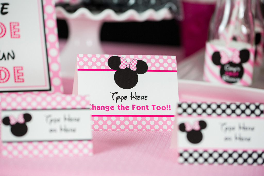 Pink Minnie Mouse Party Food Labels - Printable Studio