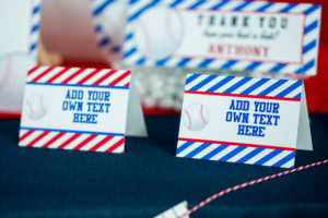 Baseball Party Food Labels in Red White and Blue - Printable Studio