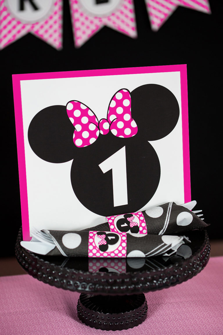Hot Pink Minnie Mouse Party Signs - Printable Studio