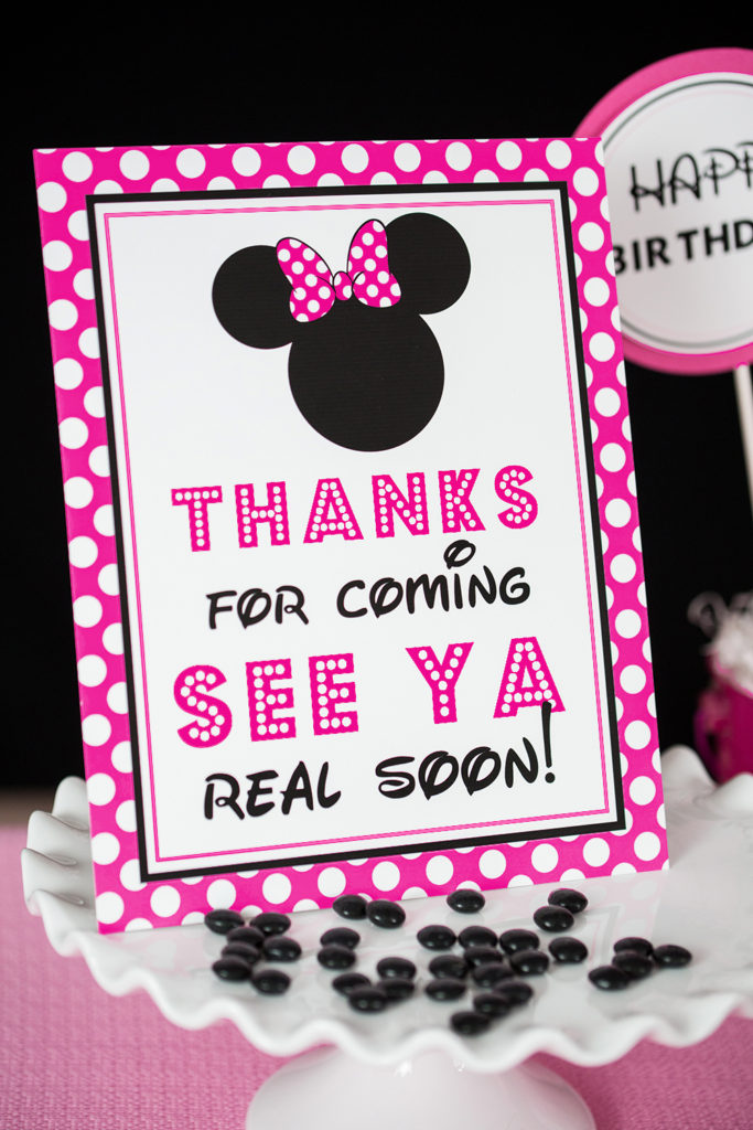 Hot Pink Minnie Mouse Party Signs - Printable Studio