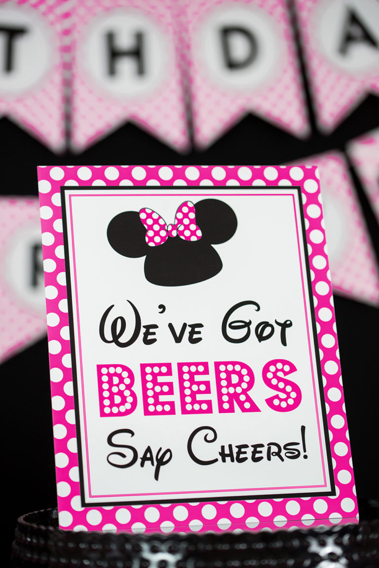 Hot Pink Minnie Mouse Party Signs - Printable Studio