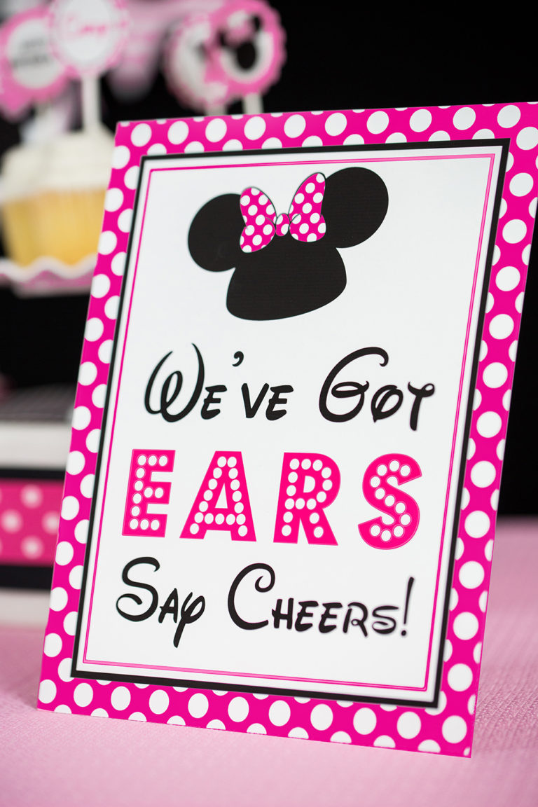 Hot Pink Minnie Mouse Party Signs - Printable Studio