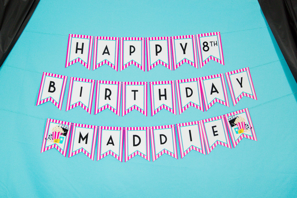 Movie Party Decorations and Invitation Set in Pink - Printable Studio