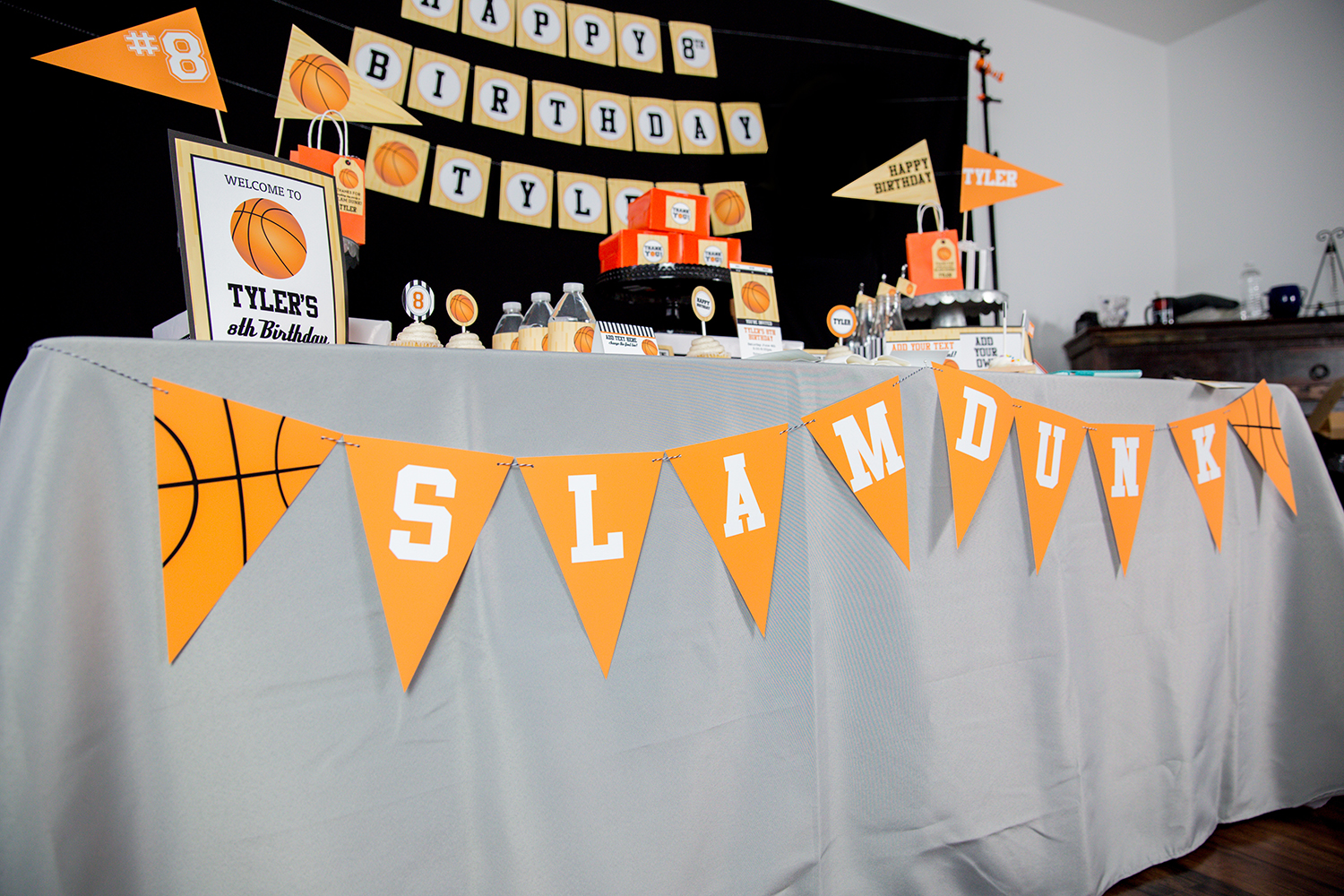 Basketball Party Editable Banner Printable Studio