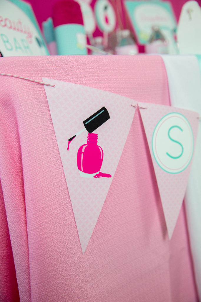 Spa Party Banner in Teal and Pink - Printable Studio