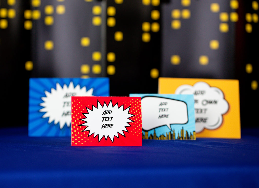 Superhero Food Labels in Blue - Printable Studio