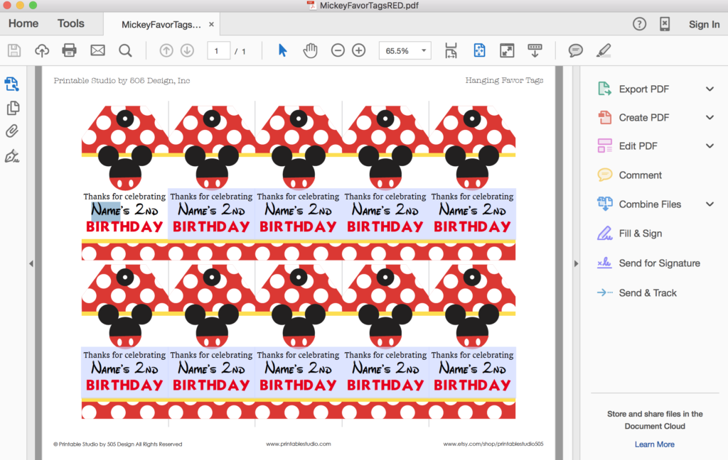 Mickey Mouse Favor Tags - Printable Studio