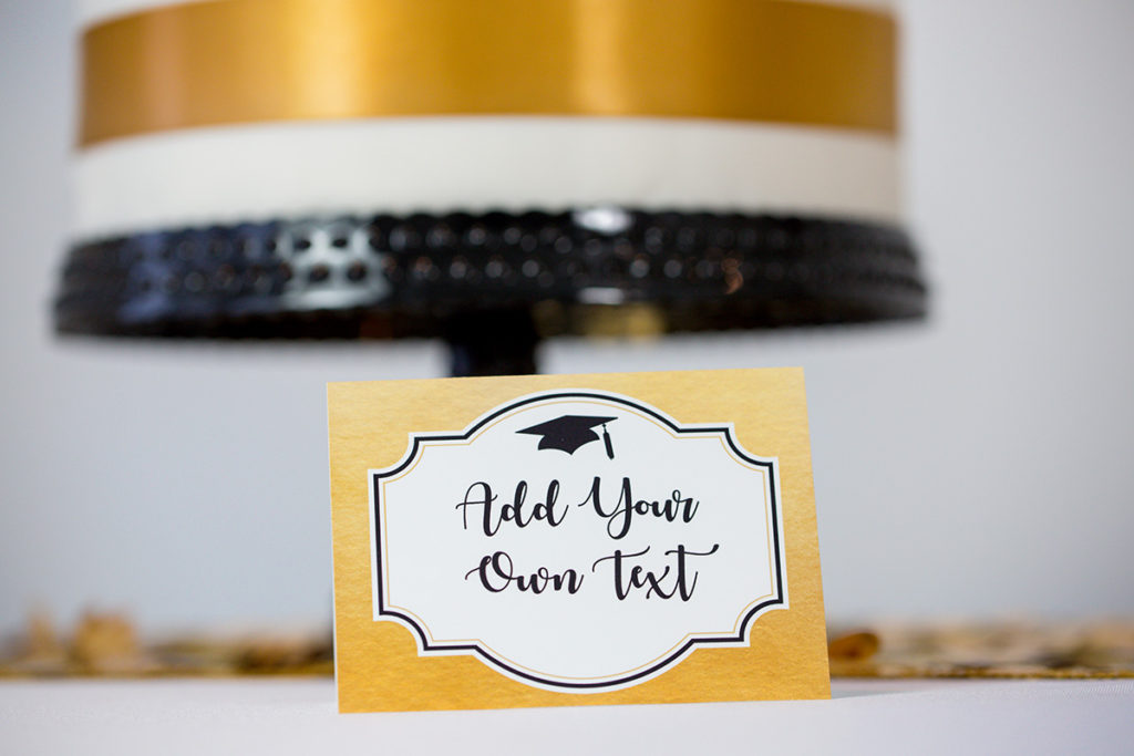 Black and Gold Graduation Party Food Labels - Printable Studio