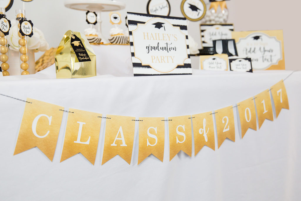 Gold Graduation Class of Banner - Printable Studio