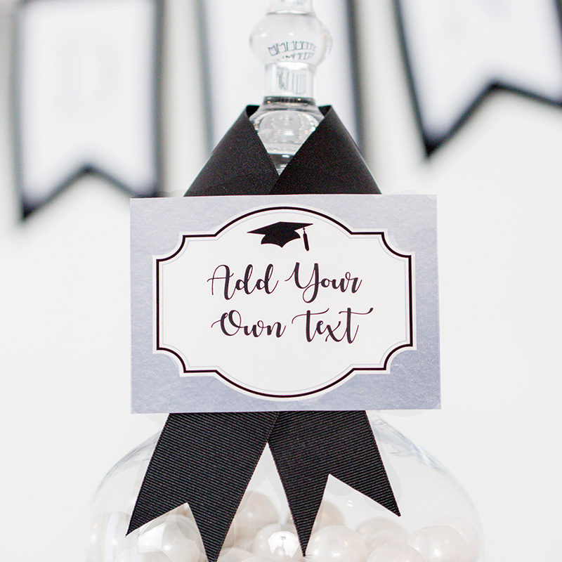 Black and Gold Graduation Party Food Labels - Printable Studio