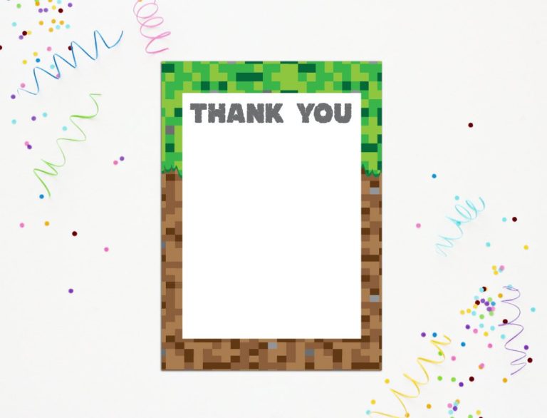 Minecraft Thank You Card - Printable Studio